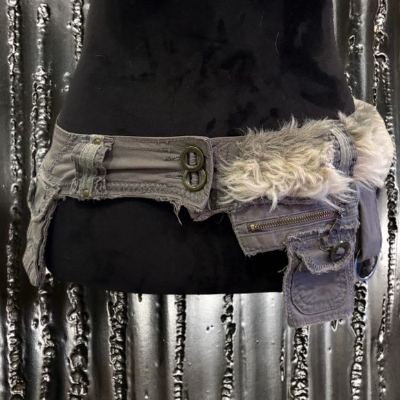 Accessories | Faux Fur Trimmed Gray Belt | Poshmark